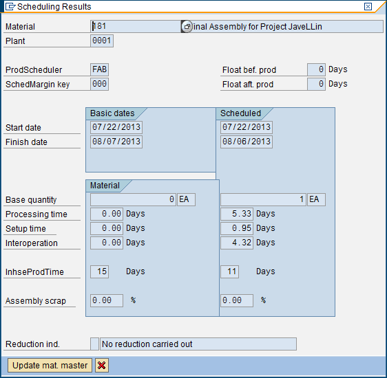 Update the material master in house production tim... - SAP Community