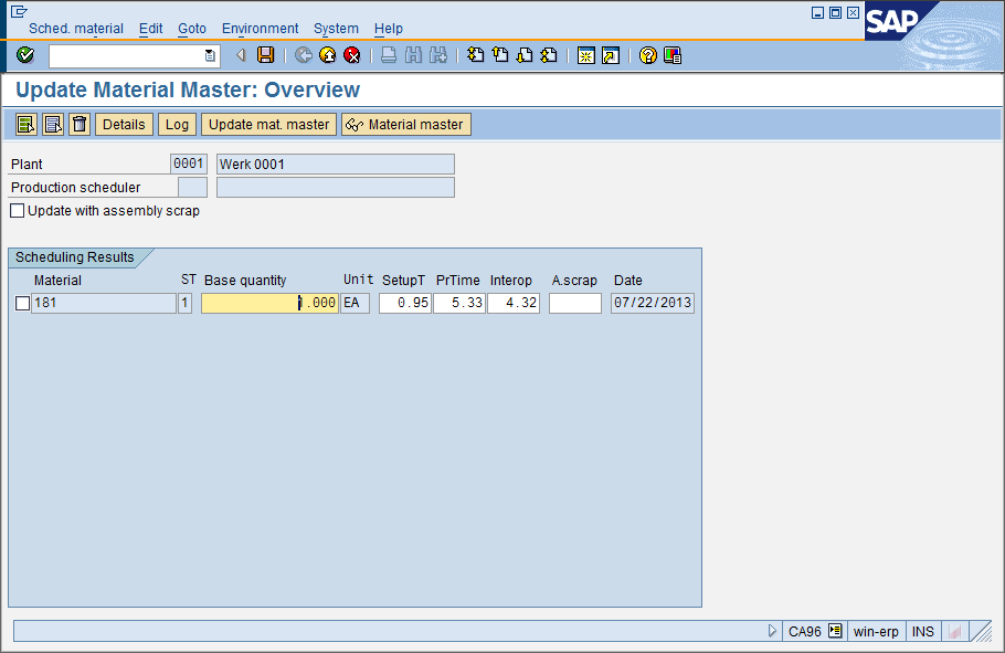 Update the material master in house production tim... - SAP Community