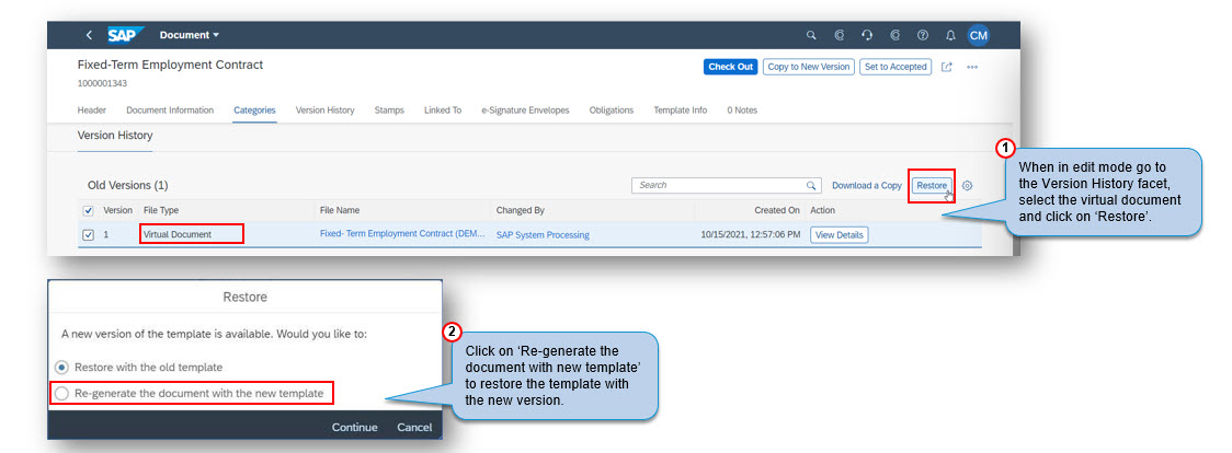 Re-generate Documents based on a new Template Vers... - SAP Community