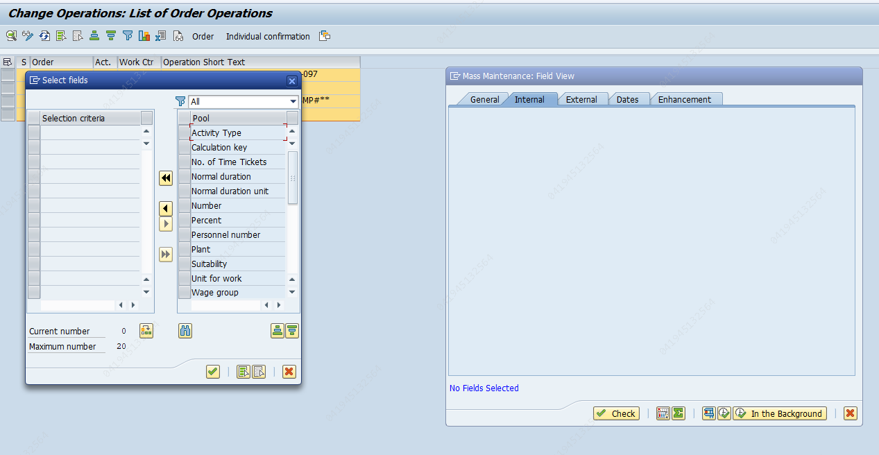 control key as mass change in work orders. - SAP Community